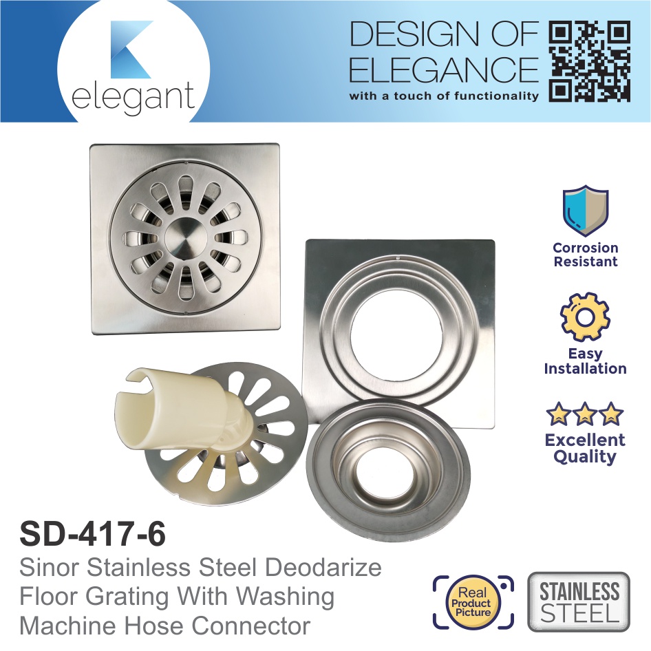 Sinor SD-417-6 Stainless Steel Deodarize Floor Grating With Washing ...