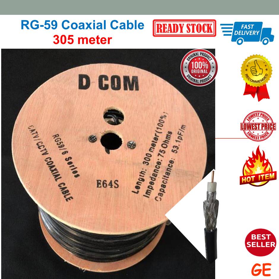 CCTV RG59 COAXIAL CABLE BLACK COLOR (305meter) | Shopee Malaysia