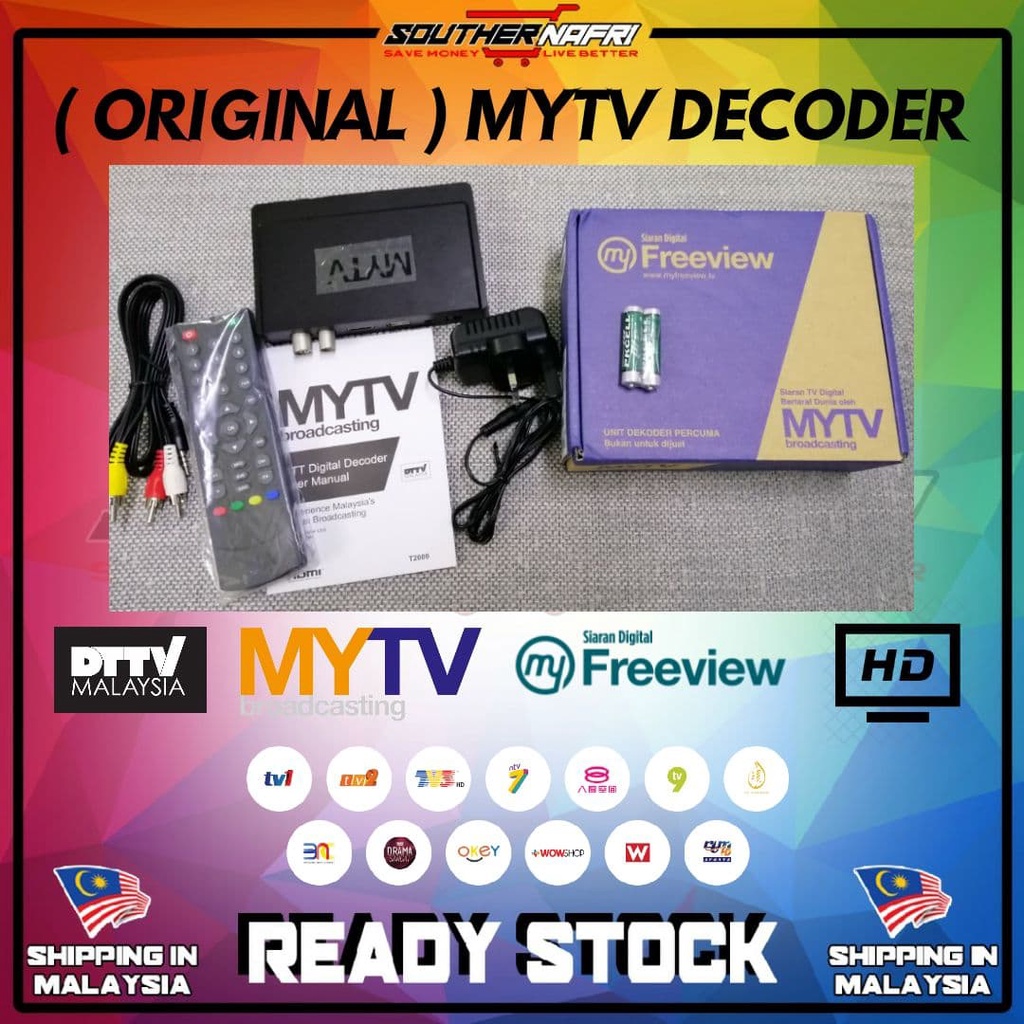 ORIGINAL MYTV DECODER FULLSET MYFREEVIEW HDTV DVBT2 MALAYSIA CHANNEL TV ...