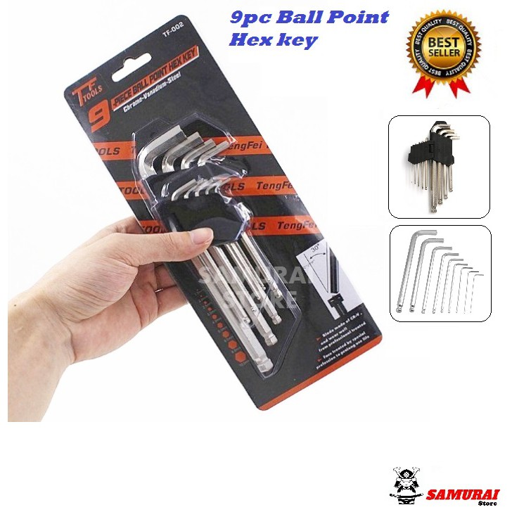 9pcs Ball Point Hex Key Allen Key Hex Key Wrench Set Metric Tool Kit ...