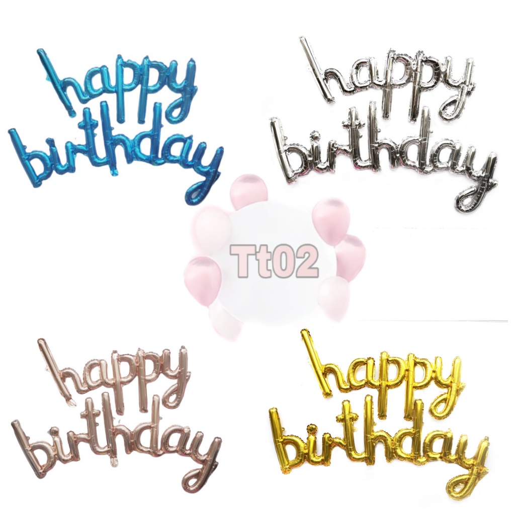 Belon Huruf Happy Birthday Set Tulisan Berangkai ( Bersambung ...