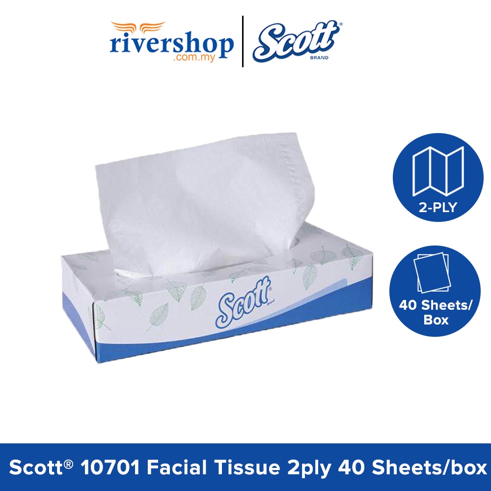 SCOTT Facial Tissue 10701 2ply White 1 box x 40 sheets Tisu Muka ...