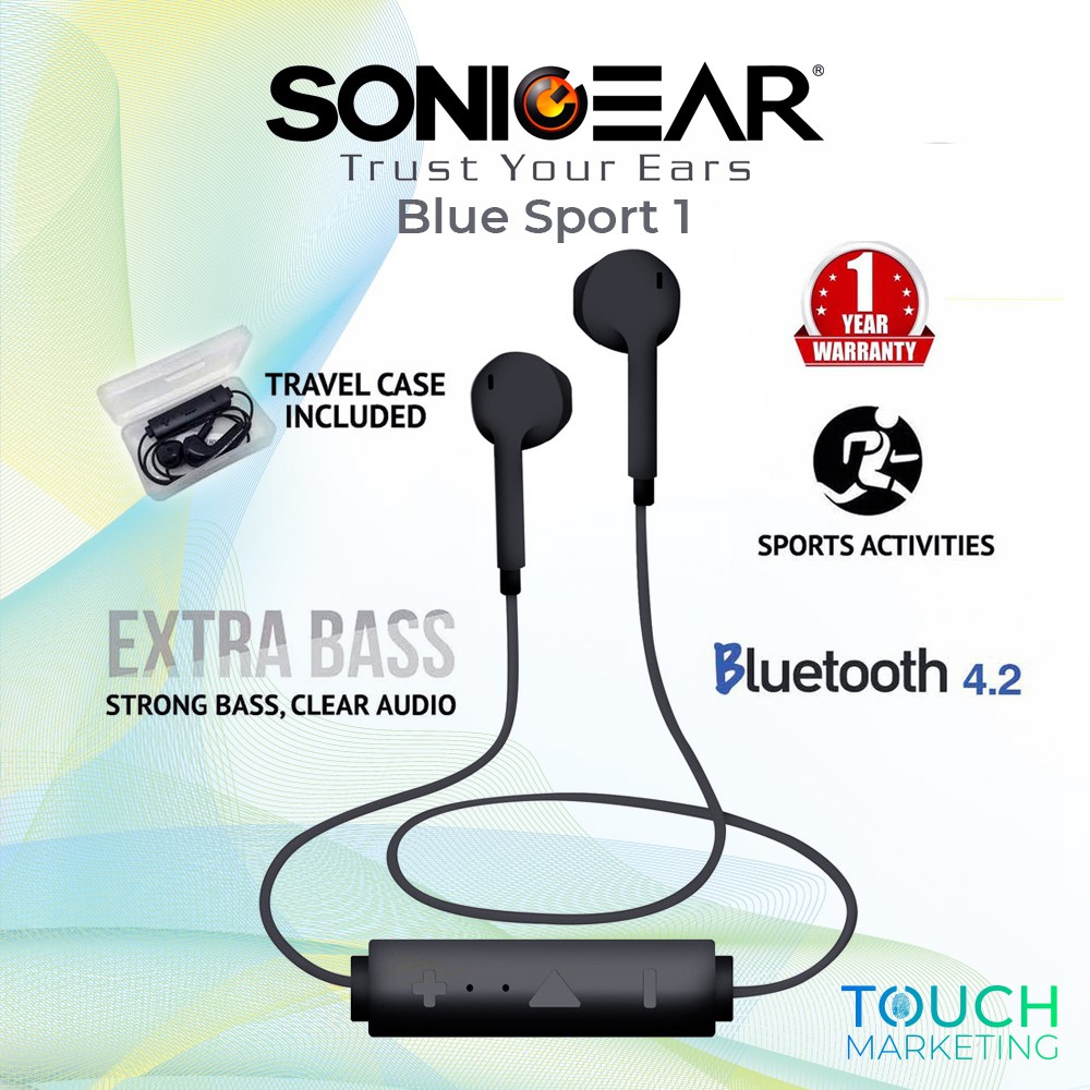 SonicGear Blue sports 1 Sports Bluetooth Earphones with Mic for ...