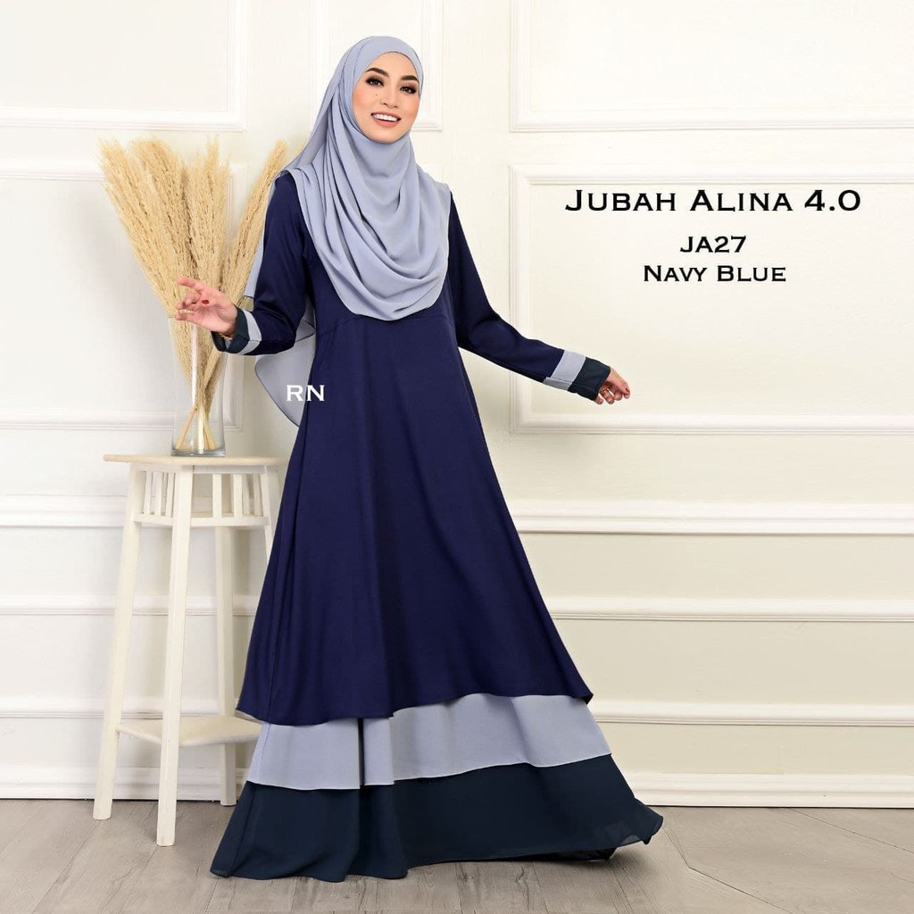 DRESS JUBAH ALINA 4.0 MUSLIMAH KEMBANG LABUH PLAIN (NURSING) | Shopee ...
