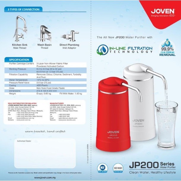 JOVEN WATER PURIFIER JP-200 WATER FILTER PENAPIS AIR Random colour ...