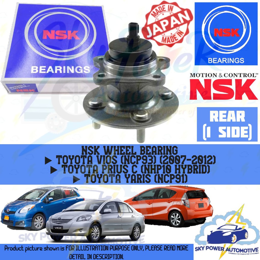 TOYOTA VIOS (NCP93) (2007-2012) / PRIUS C (NHP10 HYBRID) / YARIS (NCP91) NSK WHEEL BEARING (REAR ...