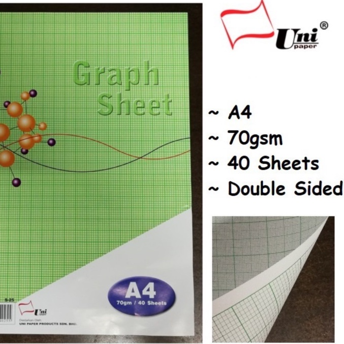 Uni A4 Graph Paper / Kertas Graf (Double Size) 40's 70Gsm | Shopee Malaysia