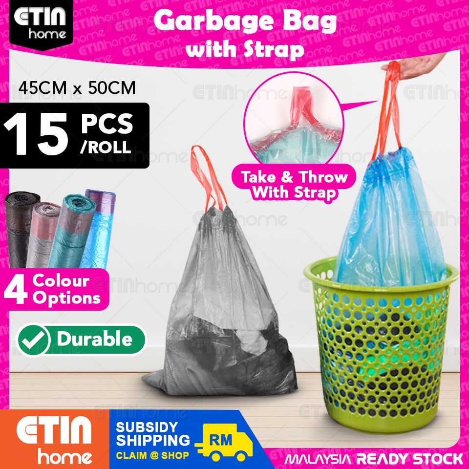 Trash Bags 50pcs / 15pcs Garbage Bag with Handle 32x52cm / 45x50cm ...