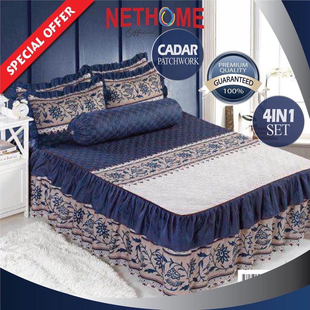 CADAR PATCHWORK ROPOL (4IN1) SET 100% COTTON BEDSHEET QUEEN & KING SIZE ...