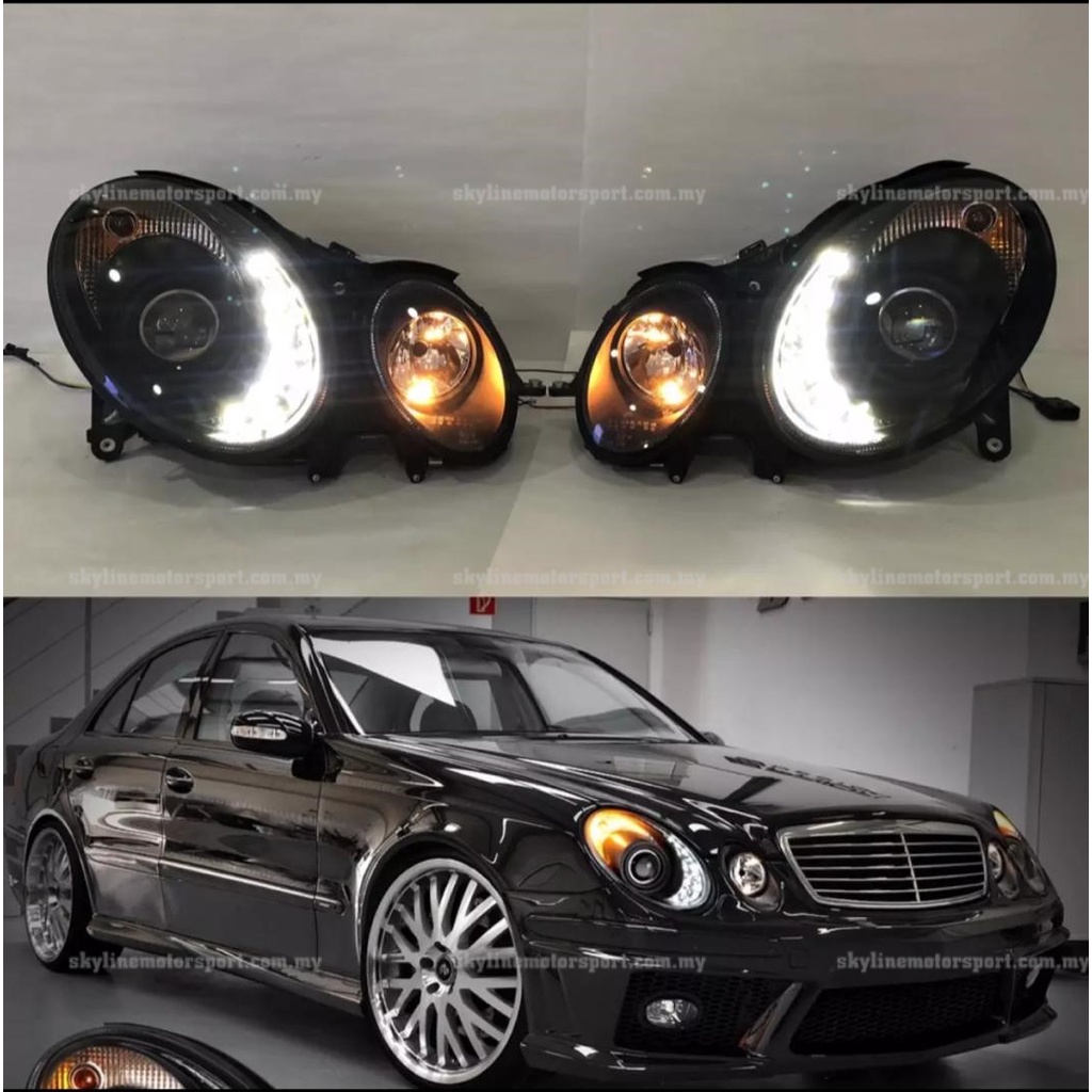 Mercedes Benz W211 E Class Head Lamp Projector DRL Led 100% Taiwan 2002 ...