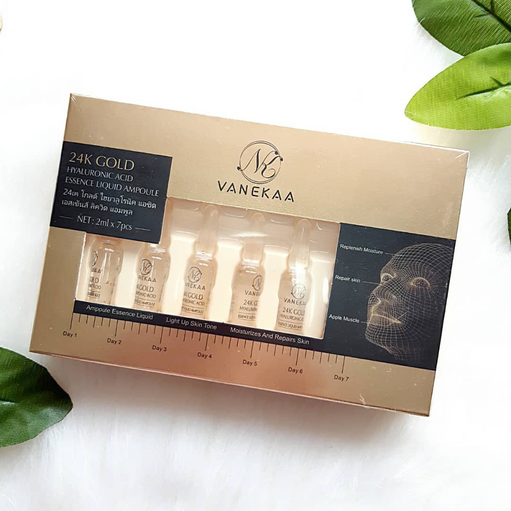 Thailand Vanekaa 24k Gold Hyaluronic Acid Essence Liquid Ampoule 2ml x ...