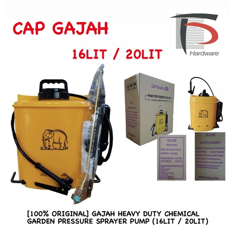[100% ORIGINAL] GAJAH HEAVY DUTY CHEMICAL GARDEN PRESSURE SPRAYER PUMP (16LIT / 20LIT) | Shopee ...