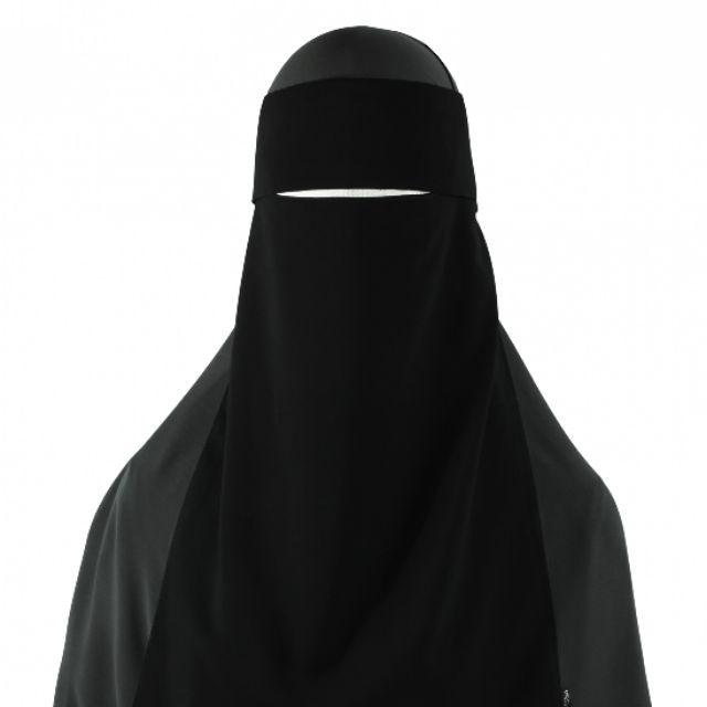🎉 Niqab Ninja Purdah half Black Chiffon petak Curve labuh Muslimah ...