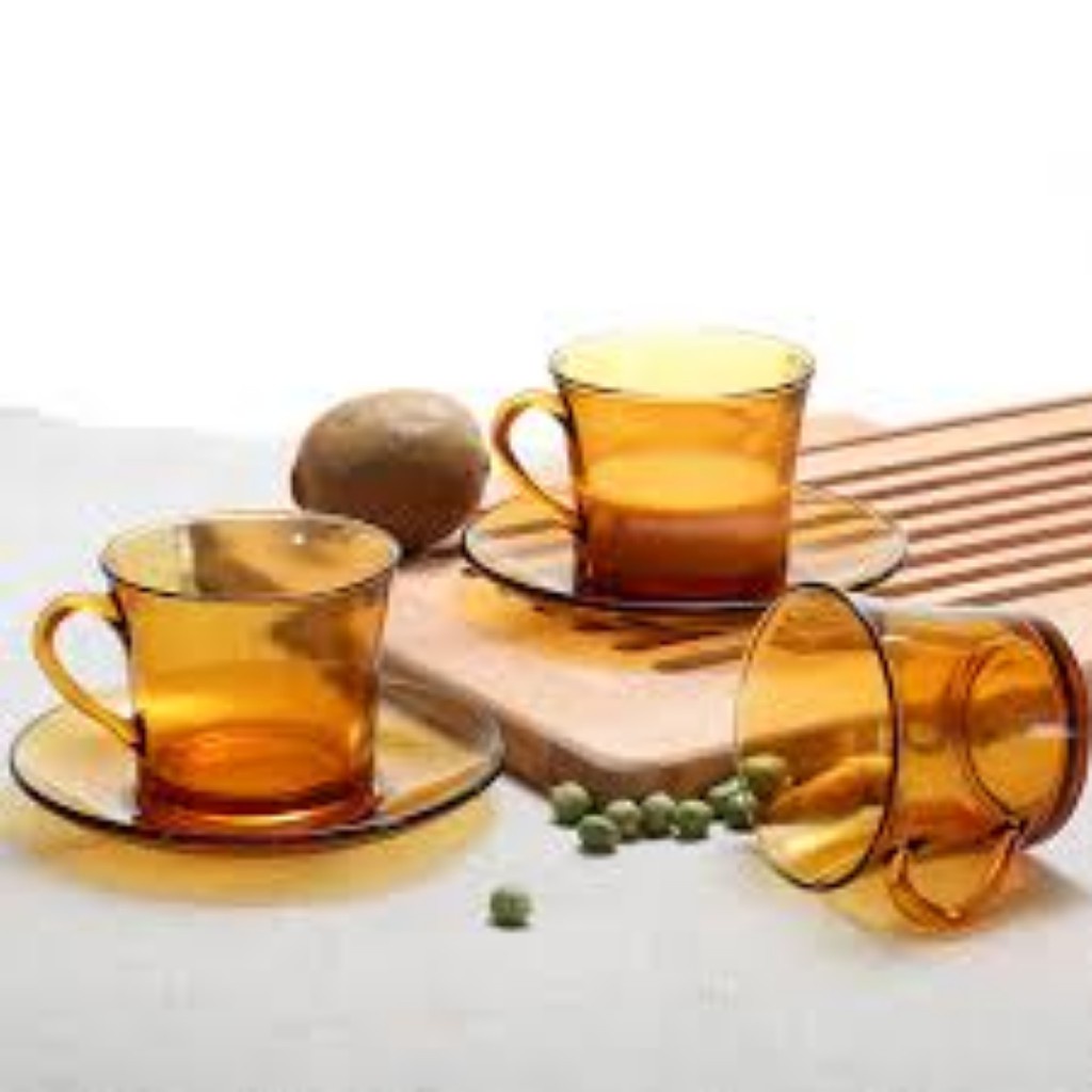 Duralex Set Lys Amber Cup 180ml and Saucer 13.5cm -Set of 6pcs | Shopee ...
