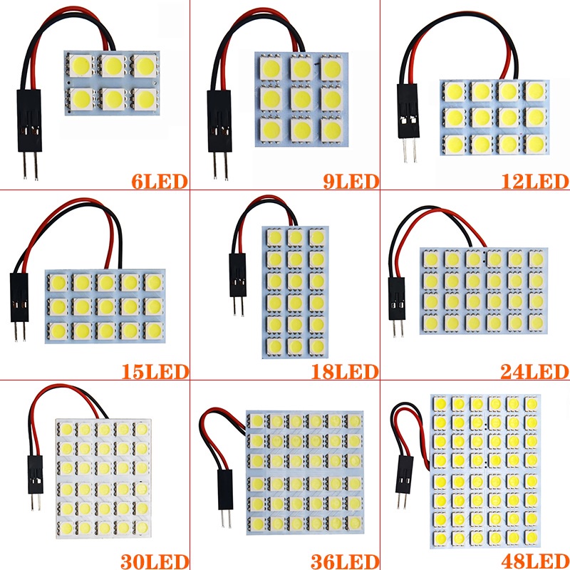 LED Auto Panel Light 6 9 12 15 18 24 36 48 SMD 5050 Reading Dome Bulb ...
