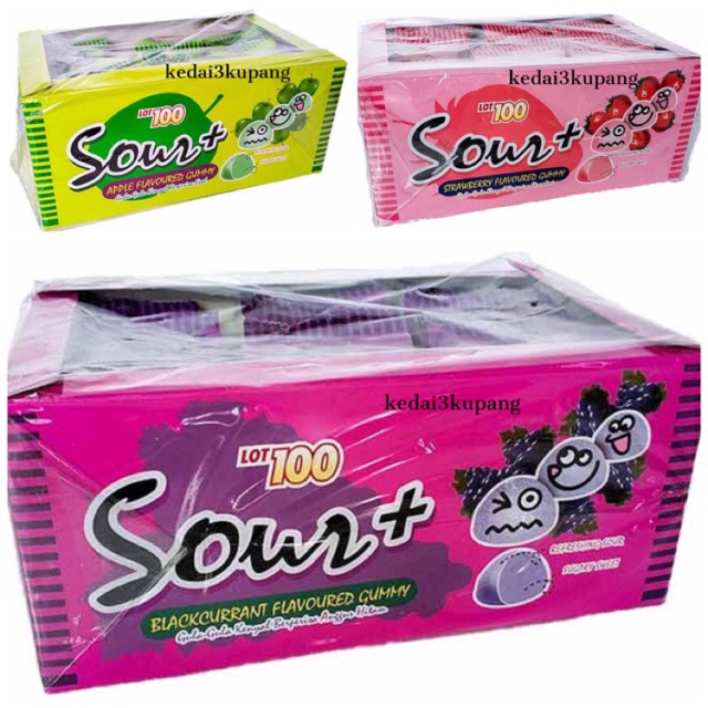 [READY STOCK] Lot 100 Sour Plus Gummy Blackcurrant, Apple, Strawberry ...