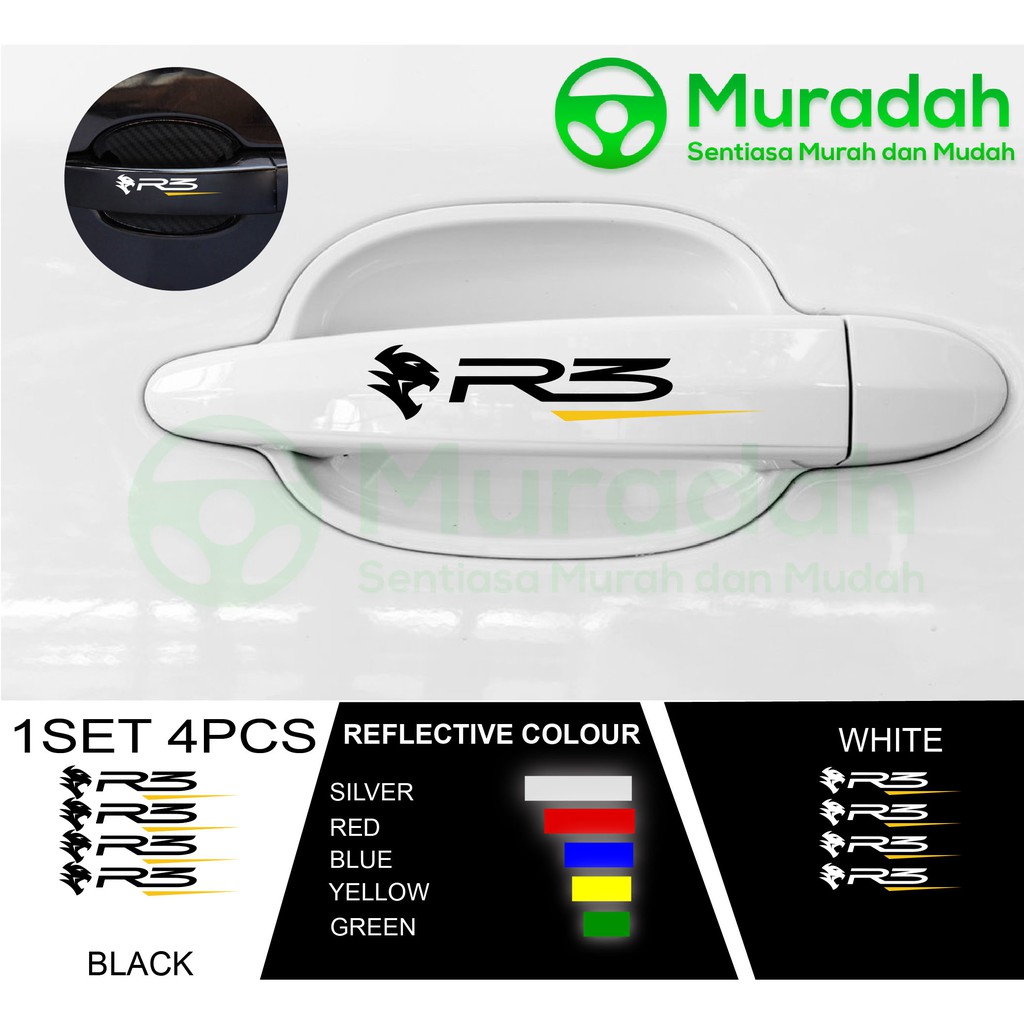 [READYSTOCK]PROTON R3 1SET 4PCS HIGH GRADE HANDLE STICKER REFLECTIVE ...
