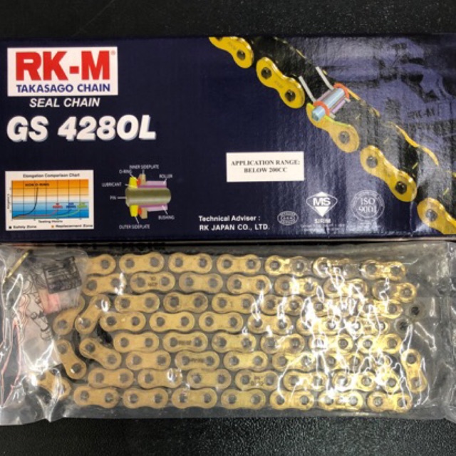RKM RK CHAIN GS 428 OL 120L O-Ring gold chain [application range below 200cc] RXZ , RS150 ,125Z ...