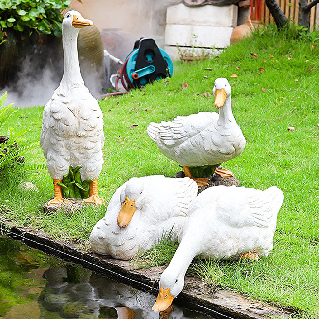 Simulation Duck Sculpture Figurines Resin Courtyard Statue Ornaments ...