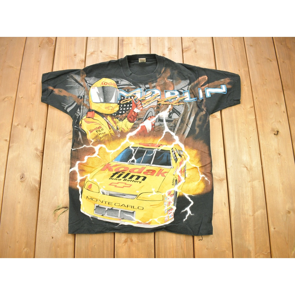 Vintage 1990s Sterling Marlin All Over Print NASCAR Racing T-Shirt / Single Stitch / Racing Tee ...