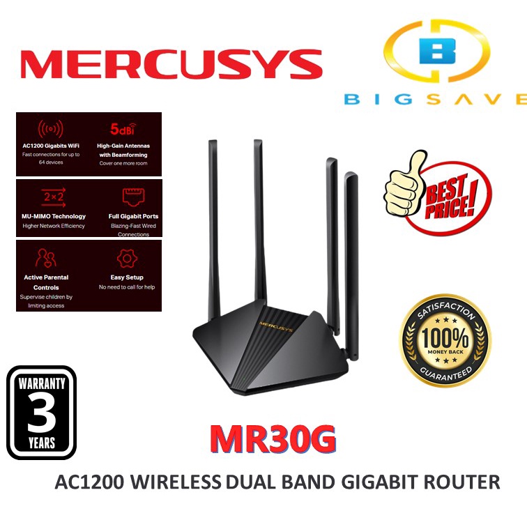 MERCUSYS MR30G AC1200 WIRELESS DUAL BAND GIGABIT ROUTER | Shopee Malaysia