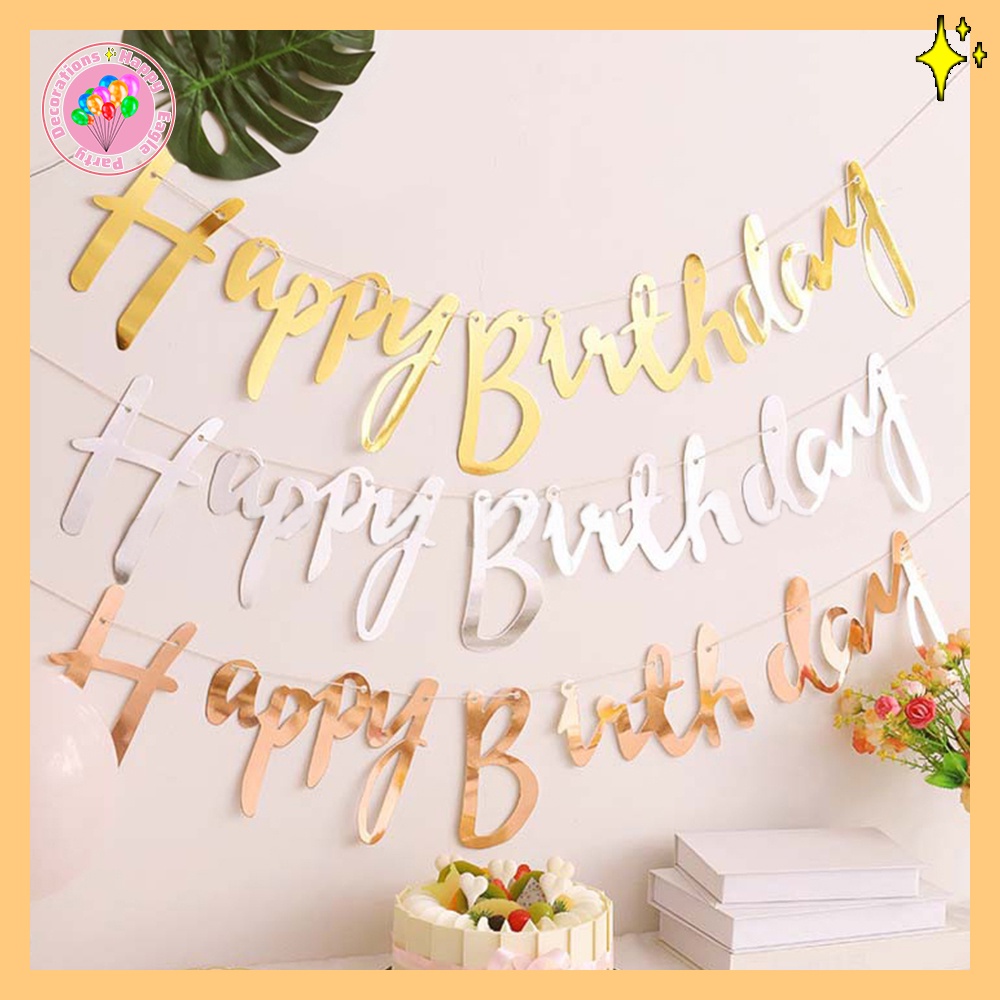 Happy Birthday Bunting Script Cursive Banner Birthday Banner Script ...