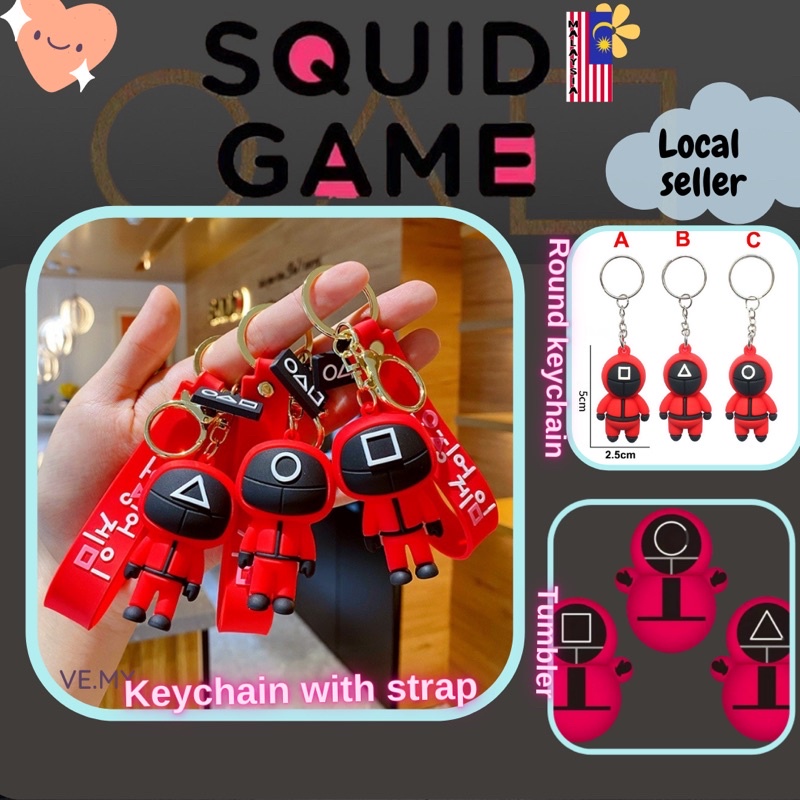 Squid game keychain squid game popular PVC soft glue squid game Keychain Keyring | Shopee Malaysia