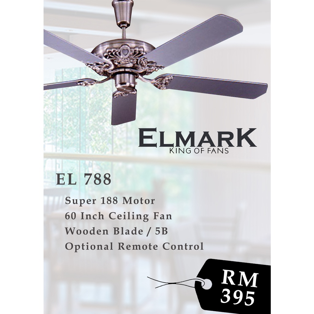 Elmark Ceiling Fan 60" EL788 | 遥控风扇 | Shopee Malaysia