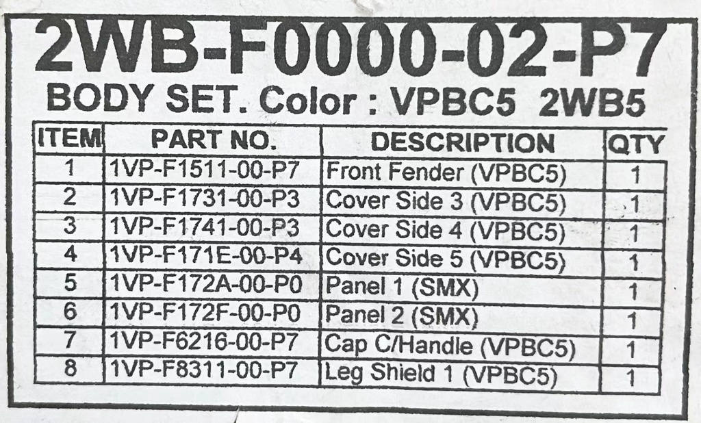 YAMAHA LAGENDA115 FI SRL115 FI VPMC5 METALIC BLUE FULL BODY COVERSET ...