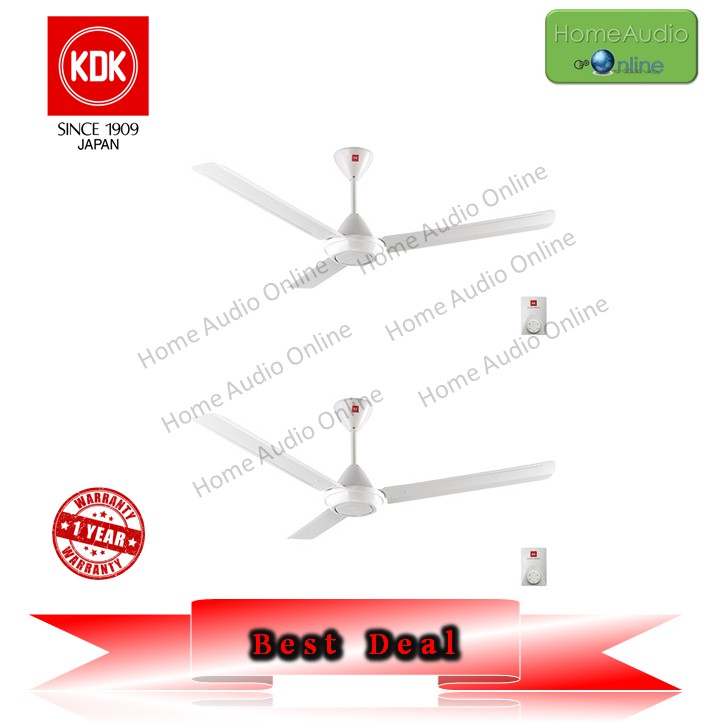KDK Regulator Ceiling Fan 60 Inch - K15V0 (White) (Twin Packing ...