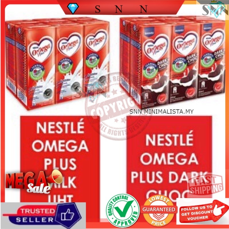 💎SNN SUSU OMEGA PLUS NESTLE MILK 6x 200ml 🥛AIR KOTAK OMEGA PLUS DARK ...