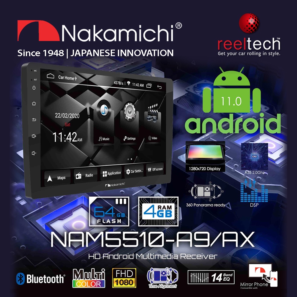 Nakamichi NAM5510 Android 11 Version - HD Android Player DSP Bluetooth ...
