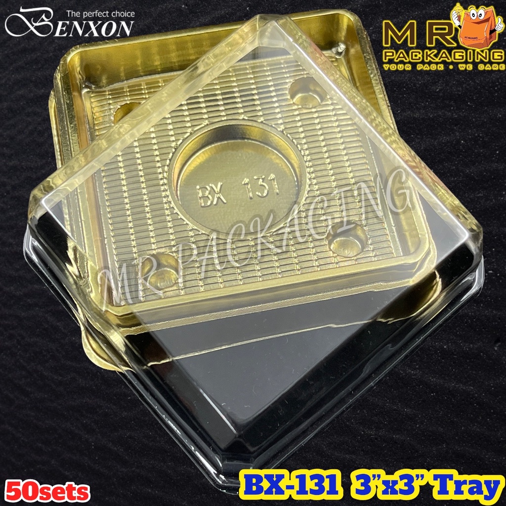 3" BX-131 Plastic Gold Tray & Lid [ 50sets± ] Door Gift Mooncake Bakery ...