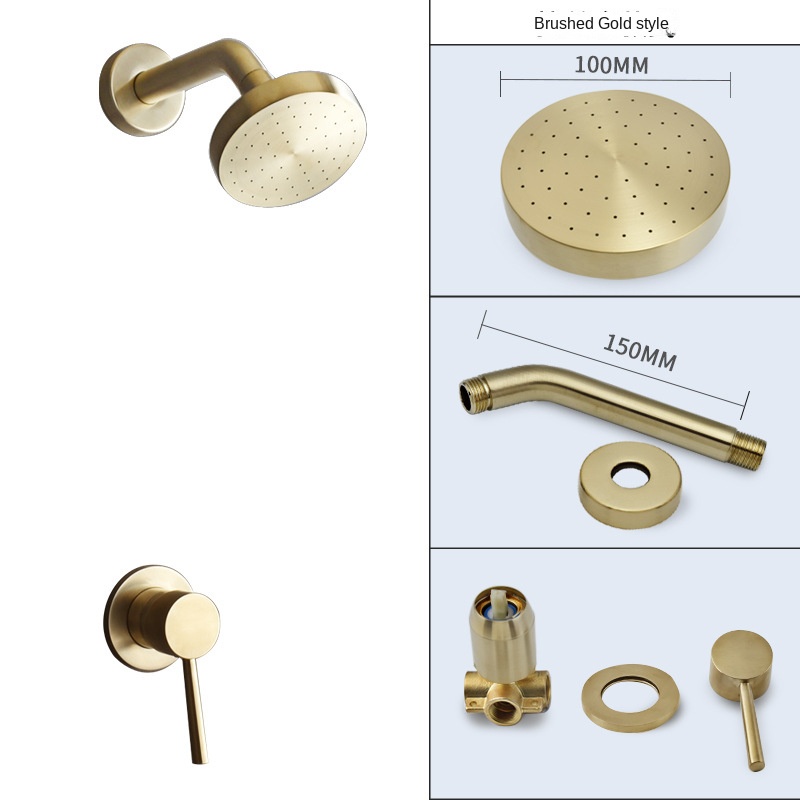 Brushed Gold Bathroom Fixture Waterfall Restroom Bath Shower Faucets Set Wall Mounted Brass Rain ...