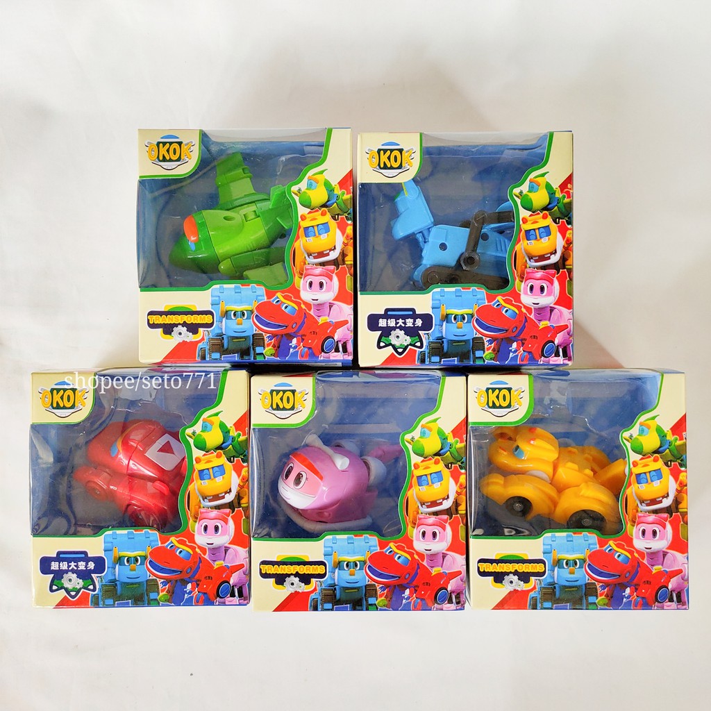 1set 5pcs Go Go Dino Change Car Gogo Dinosaur Robot Transform Car ...