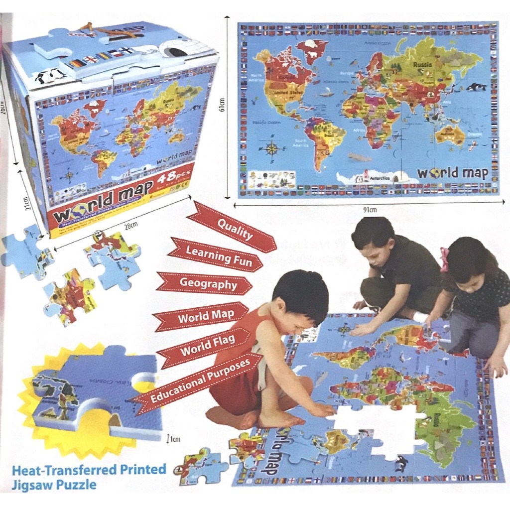 EDUCATIONAL WORLD MAP PUZZLE | Shopee Malaysia