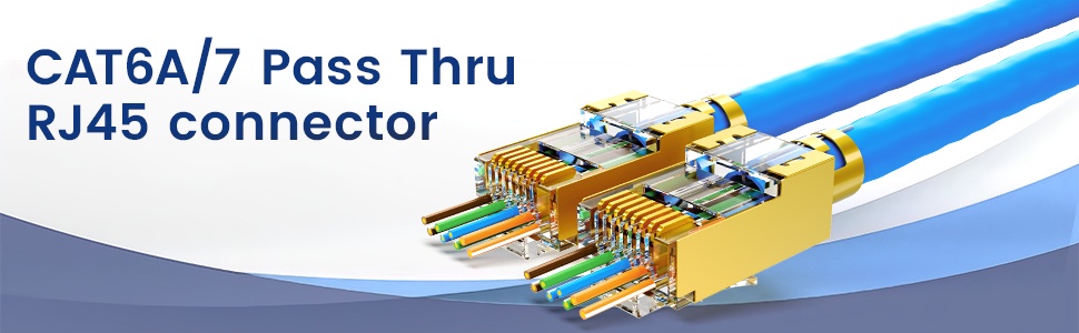 AMPCOM Pass Through CAT7 RJ45 Connector, CAT6A/7 50U Gold-plated Pass Thru Shielded STP rj45 ...