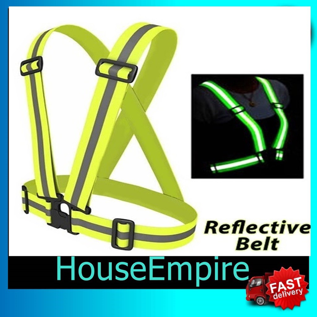 Adjustable Reflect Safety Belt Vest Fluorescent Night Visibility Sport ...