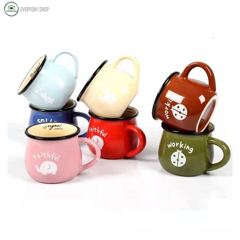Retro Ceramic Cup Creative European Style Breakfast Mug Enamel Milk ...