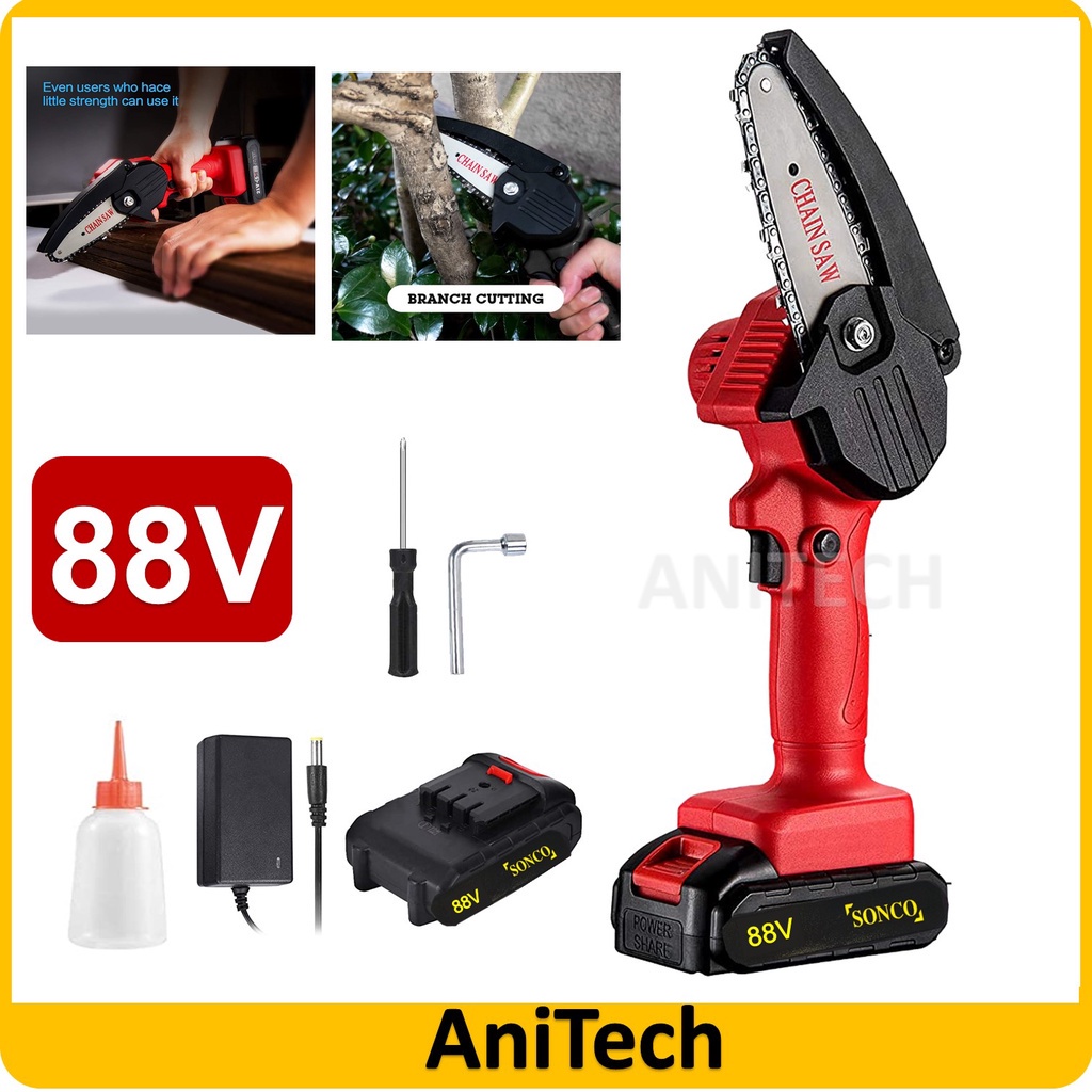 288V/188V Electric Cordless Chainsaw 4/6 Inch Mini Portable Chain Saw ...