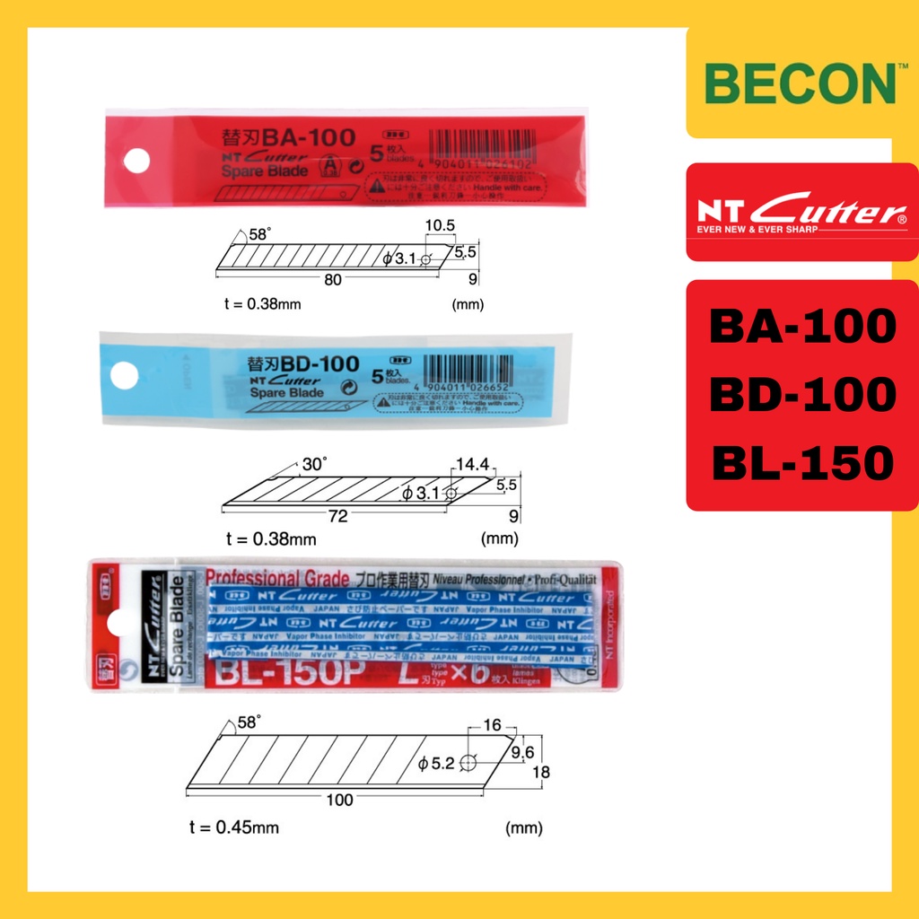 NT Cutter Spare Blade BA-100 / BD-100 / BL-150 | Shopee Malaysia
