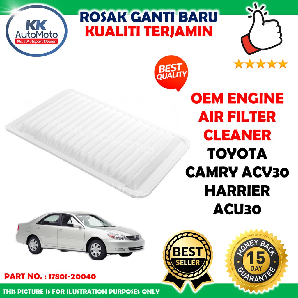 1 x OEM Engine Air Filter Cleaner Toyota Camry ACV30 Harrier ACU30 ...