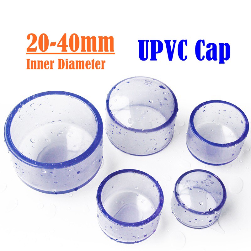 ID.20-40MM Transparent PVC Pipe End Cap UPVC Tube Plug Drinking Water ...