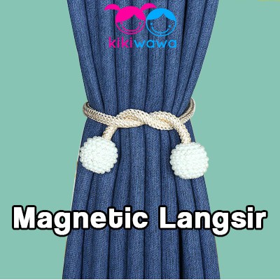 Pengikat Langsir Magnet Curtain Belt Woven Rope Imitation Pearl Buckle ...
