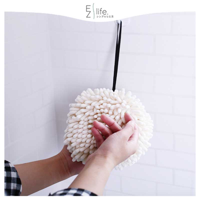 EzLife Drawstring Absorbent Towel With Hanging Loop Hand Chenille Hand ...