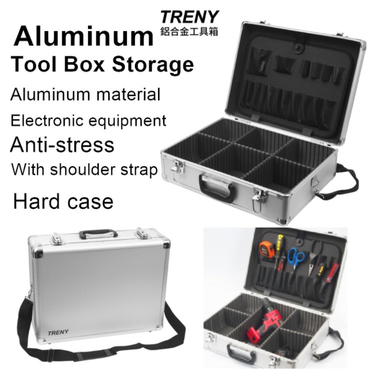 TRENY Aluminium Toolbox With Strap & Key Secure Peti Alat Beg Dengan ...