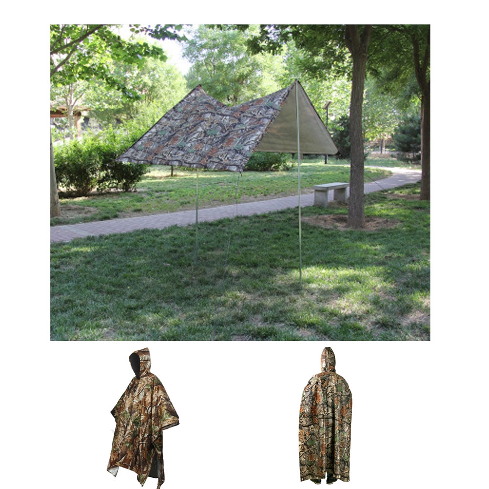Multifunctional One-Piece Rain Coat Poncho Cape Tarp for Camping Hiking ...