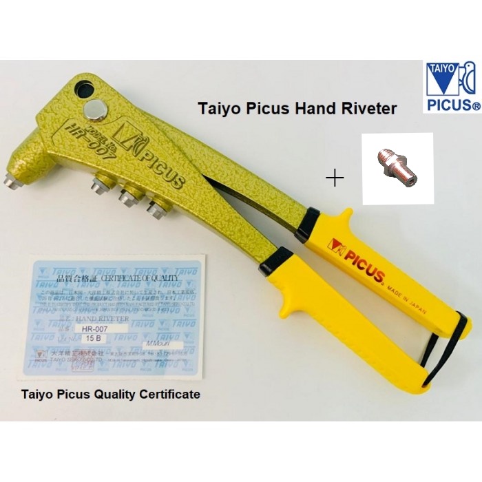 100% ORIGINAL TAIYO PICUS HEAVY DUTY 10" HAND RIVETER HR-007L RIVET GUN ...