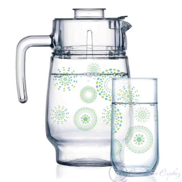 LUMINARC 7 PCS DRINK SET GREEN FLAKES/WATER SET/DRINK SET/DRINKWARE SET ...