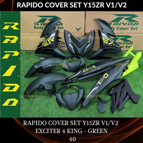 RAPIDO COVER SET Y15ZR V1/V2 EXCITER 4 KING GREEN BEAST (STICKER TANAM/AIRBRUSH) COVERSET ...